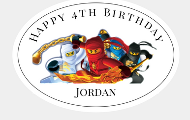 Personalised Lego Ninjago Oval Labels (8 Pack)