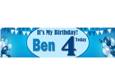 Personalised Blue Age Boy Banner | PartyWorld