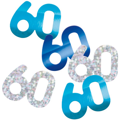 60th Blue Glitz Confetti - 14.1 Grams