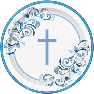 Elegant Blue Cross Plates