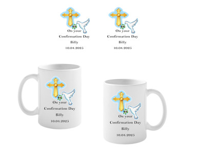 Personalised Blue Cross Confirmation Mug