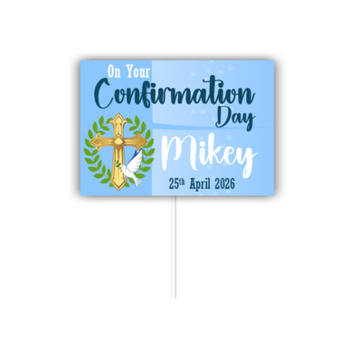 Personalised Blue Confirmation Cake Topper