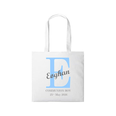Personalised Blue Letter Communion Tote Bag