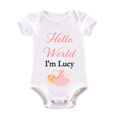 Personalised Hello World Girl Baby Vest | Baby Vests