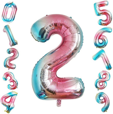 Rainbow Number 2 Balloon | 34 Inch | Rainbow Party Supplies