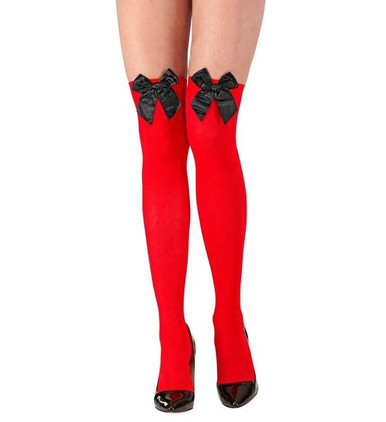 Red Stocking with Black Bow - One Size | PartyWorld