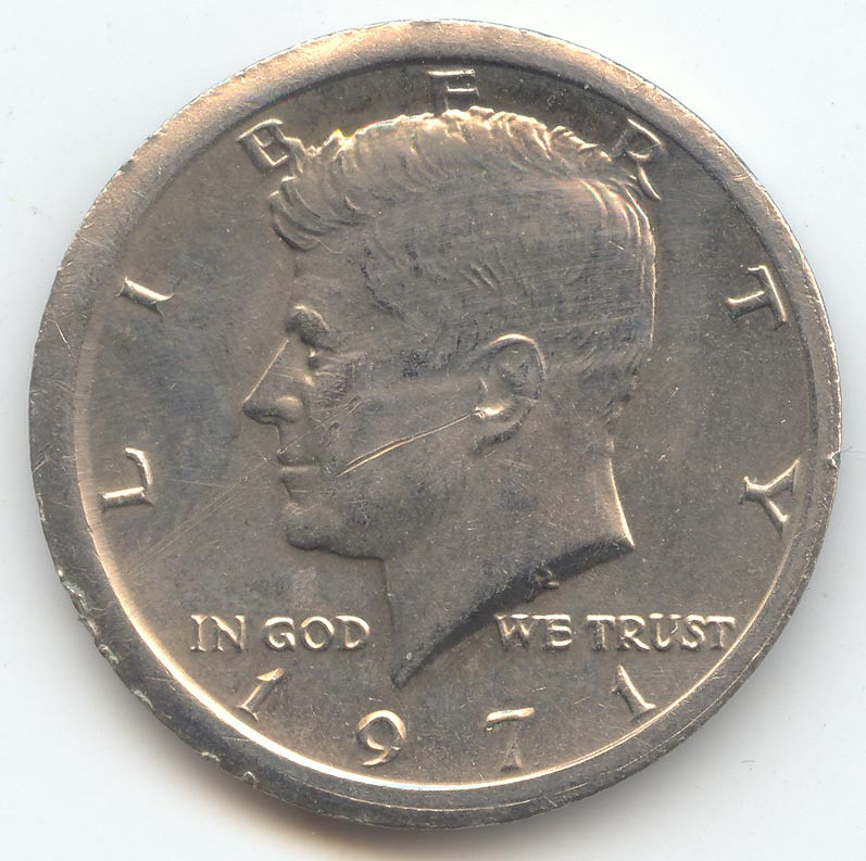 1971 JFK Half Dollar Error, Partial Collar, Railroad Rim, AU-Unc ...