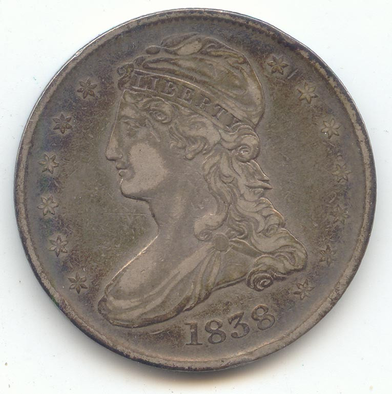 1838 Reeded Edge Capped Bust Half Dollar, Pleasing VF-XF, Reverse Die ...