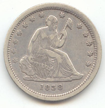 1838 Seated Liberty Quarter, Sharp XF-AU Details - ebwcoin