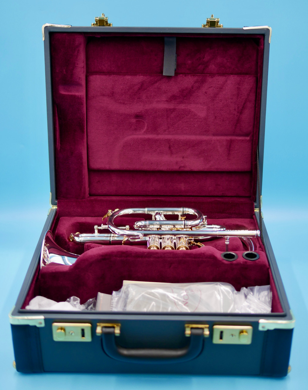 Brand New Besson Prestige Cornet in silver plate with gold trim ...