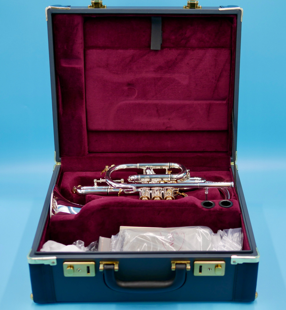 Brand New Besson Prestige Cornet in silver plate with gold trim ...