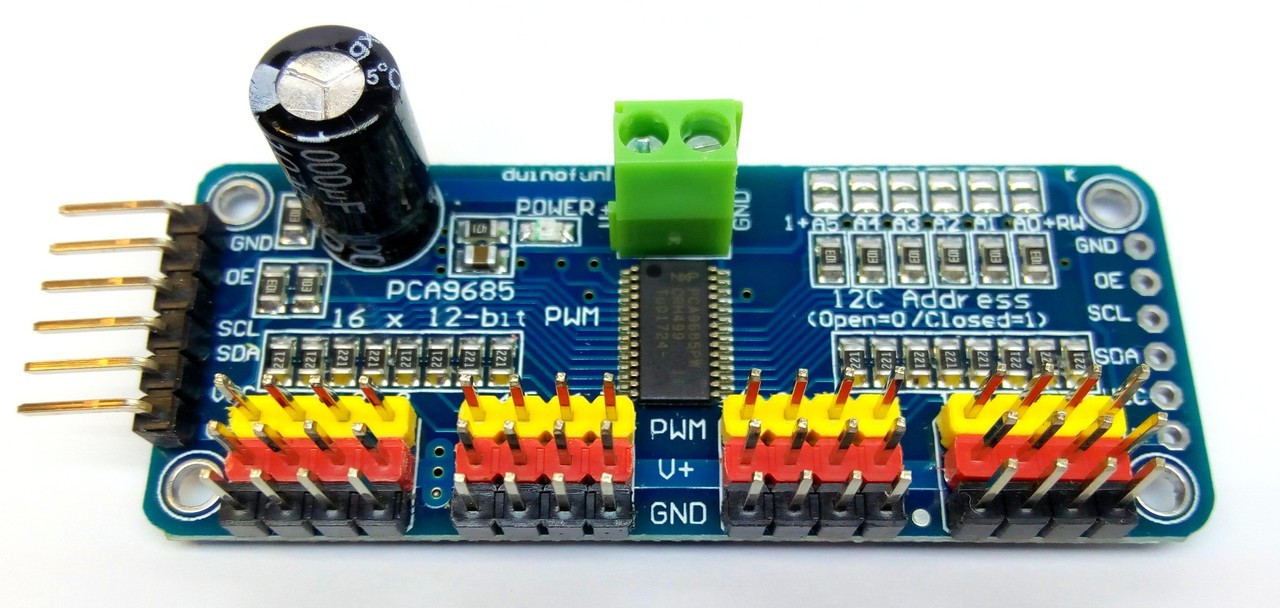 16 Channel 12-bit PWM/Servo Module - I2C interface - CRCibernética