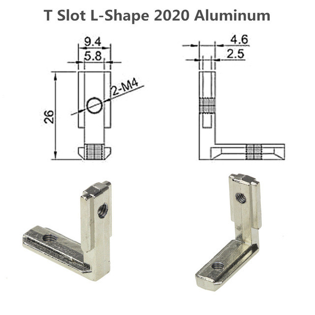 T Slot L Shape Bracket for 2020 extrusion - CRCibernética
