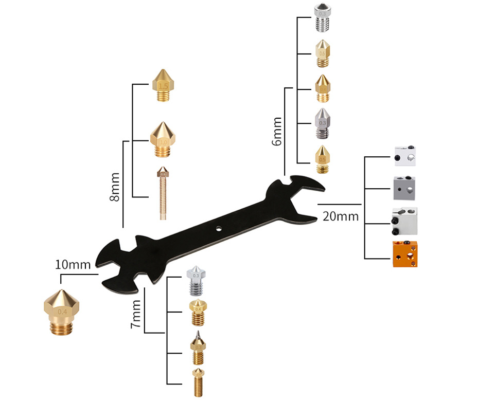 Universal 3D Printer Nozzle Spanner - CRCibernética