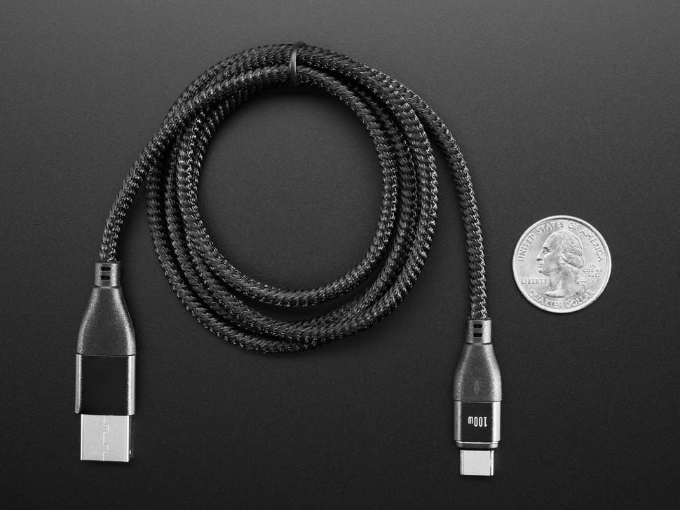 Black Woven USB A/Type-C to Type-C Cable with Magnetic Tip - 1 meter ...