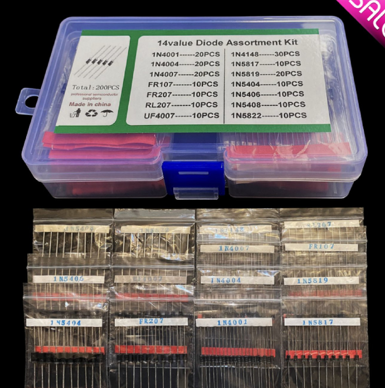 Diode Assortment Kit (200pcs) - CRCibernética