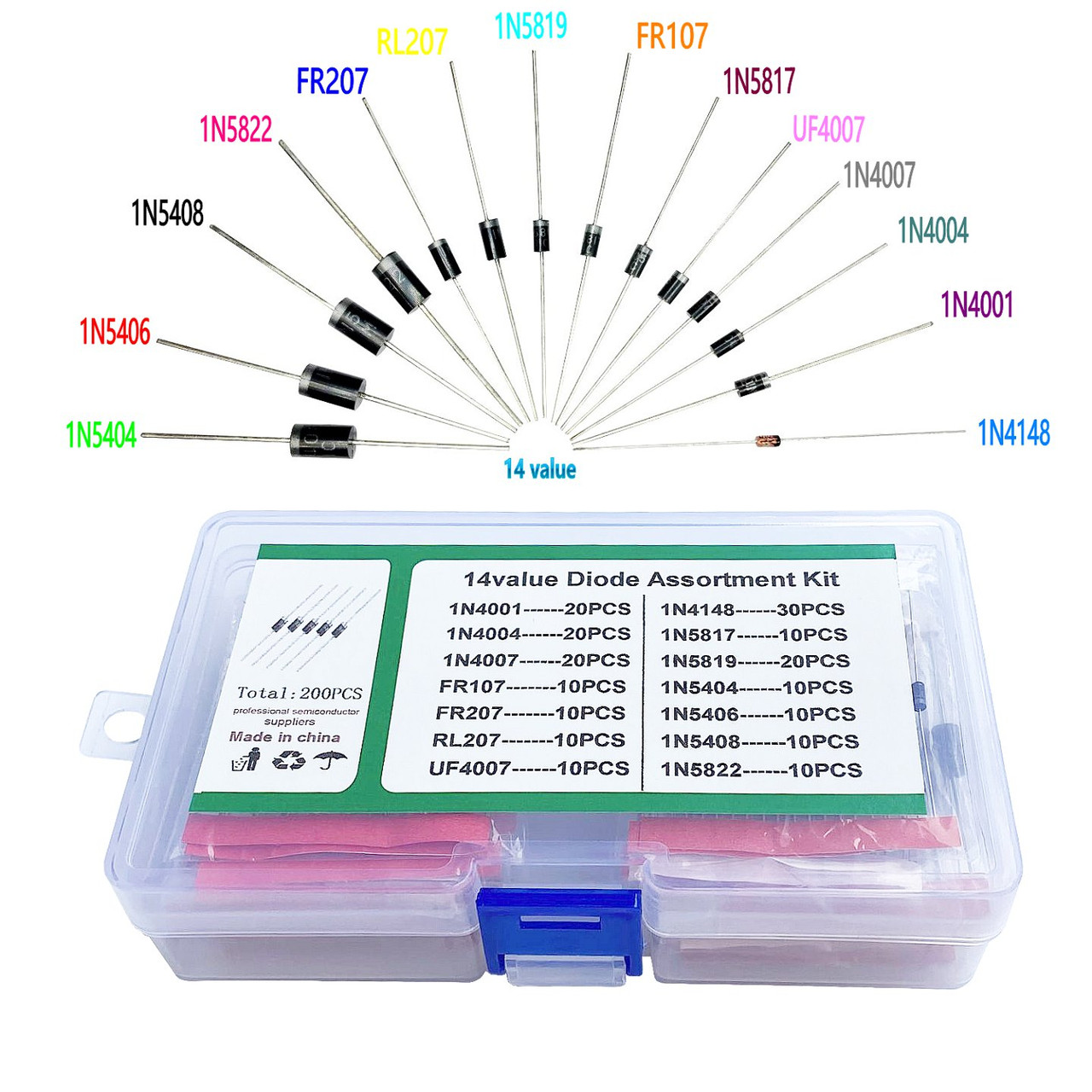 Diode Assortment Kit (200pcs) - CRCibernética