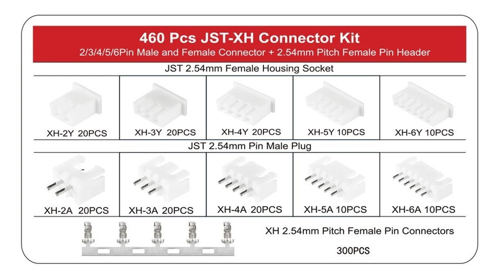JST-XH Connectors and Terminals kit (2.54mm) - CRCibernética