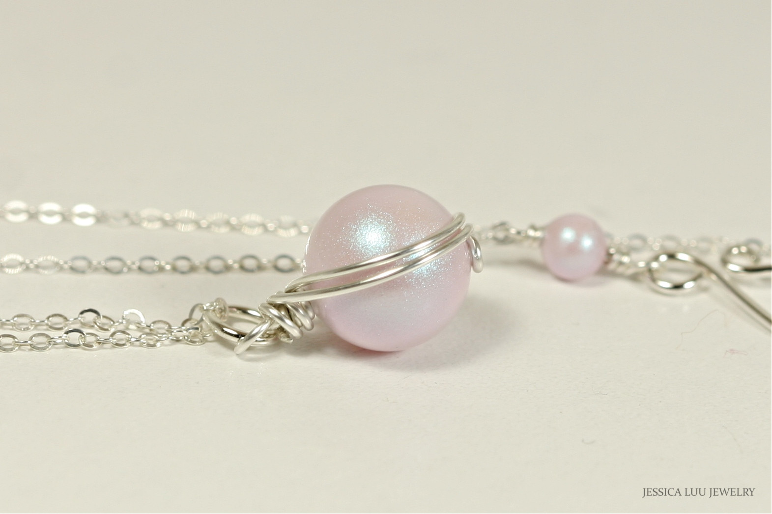 Sterling Silver Iridescent Light Pink Pearl Necklace - Available with ...