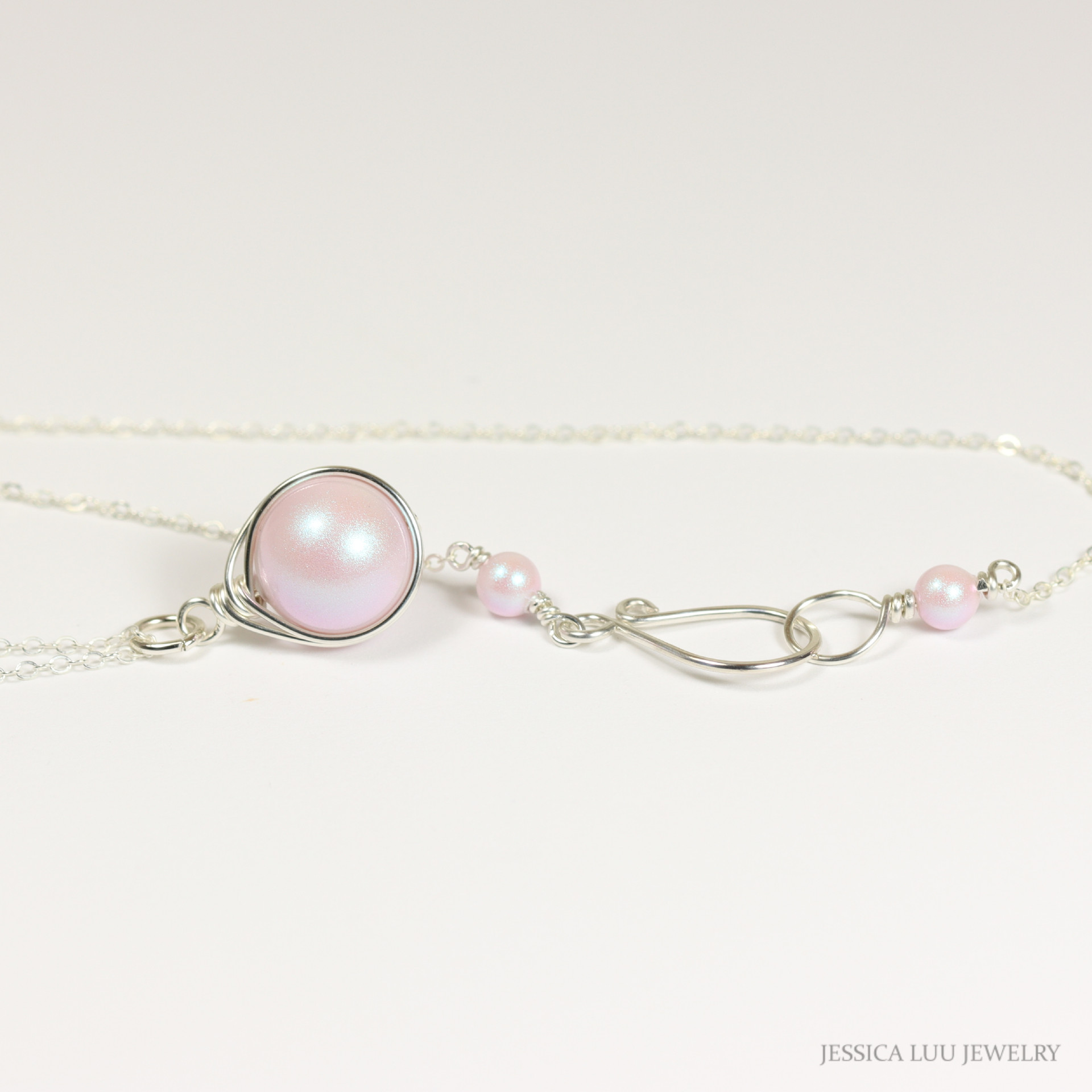 Sterling Silver Iridescent Light Pink Pearl Necklace - Available with ...