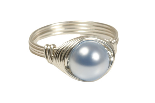 Sterling Silver Light Blue Pearl Ring - Other Metal Options Available