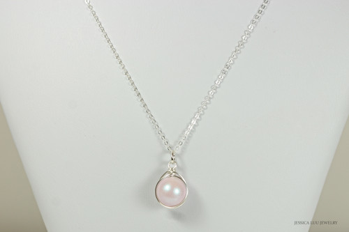 Sterling Silver Iridescent Light Pink Pearl Necklace - Available with ...