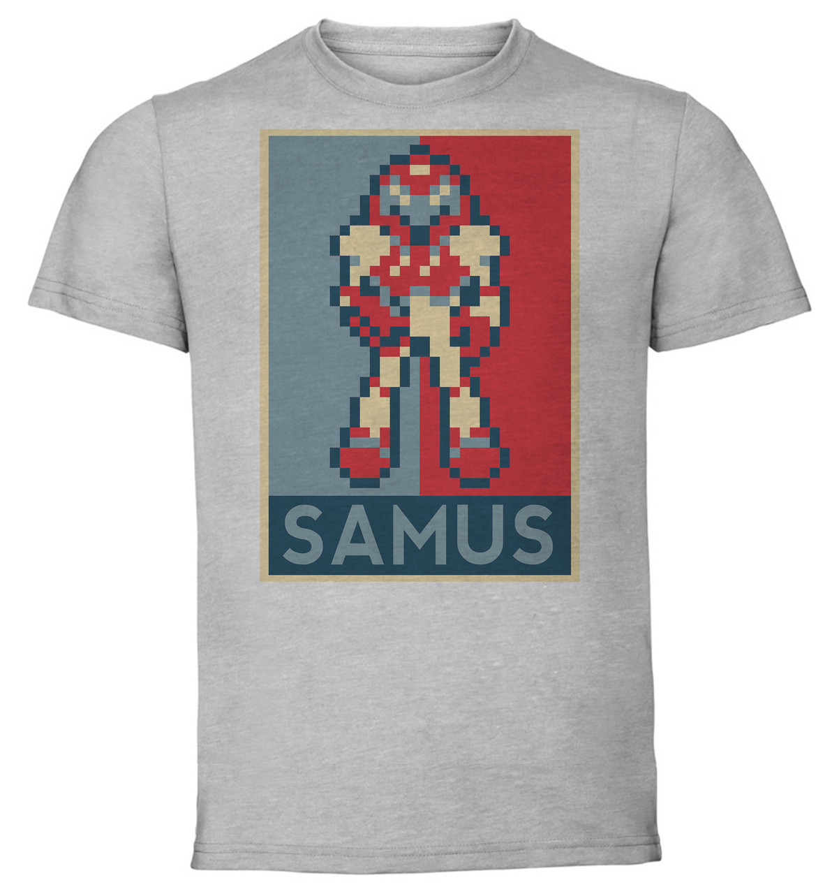 T-Shirt Unisex - Grey - Propaganda - Pixel Art - Metroid - Samus ...