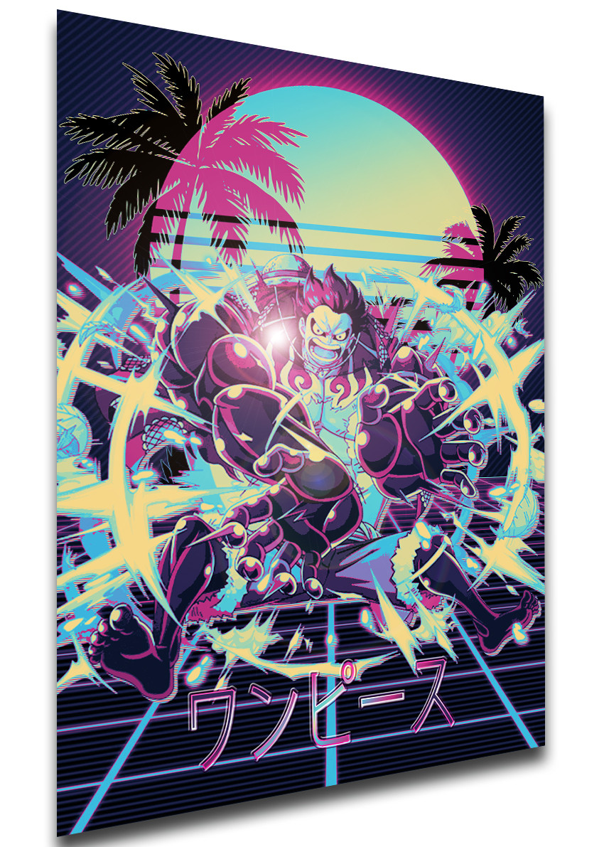 Poster Vaporwave 80s Style - One Piece - Monkey D Luffy Gear Fourth ...