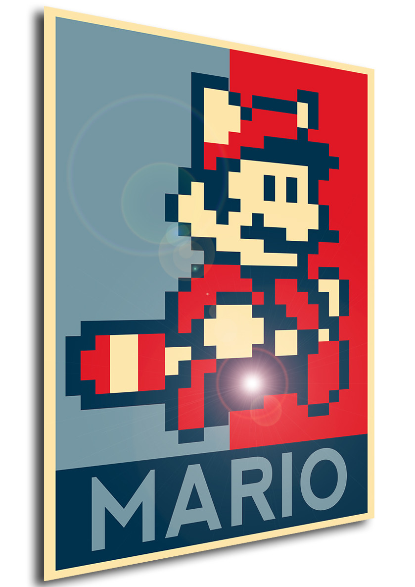 Poster - Propaganda - Pixelart - Super Mario Tanuki - Propaganda World