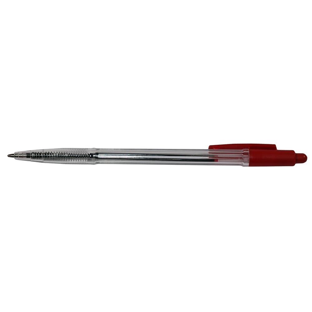 Ark Click Pen Clear Barrel Red - Office Gear