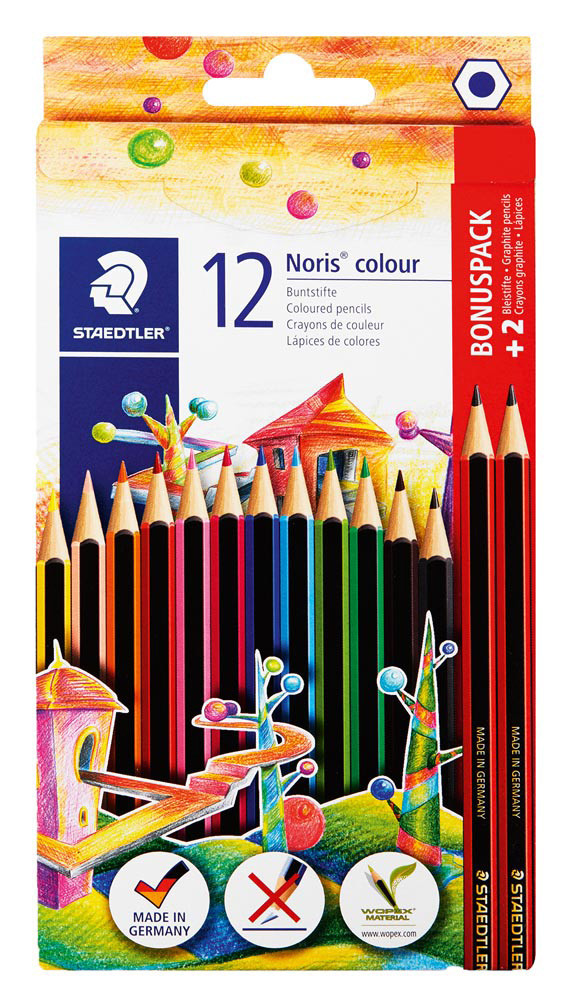 Staedtler Noris Club Colouring Pens Plus 2 HB Pencils - 12 Colouring ...