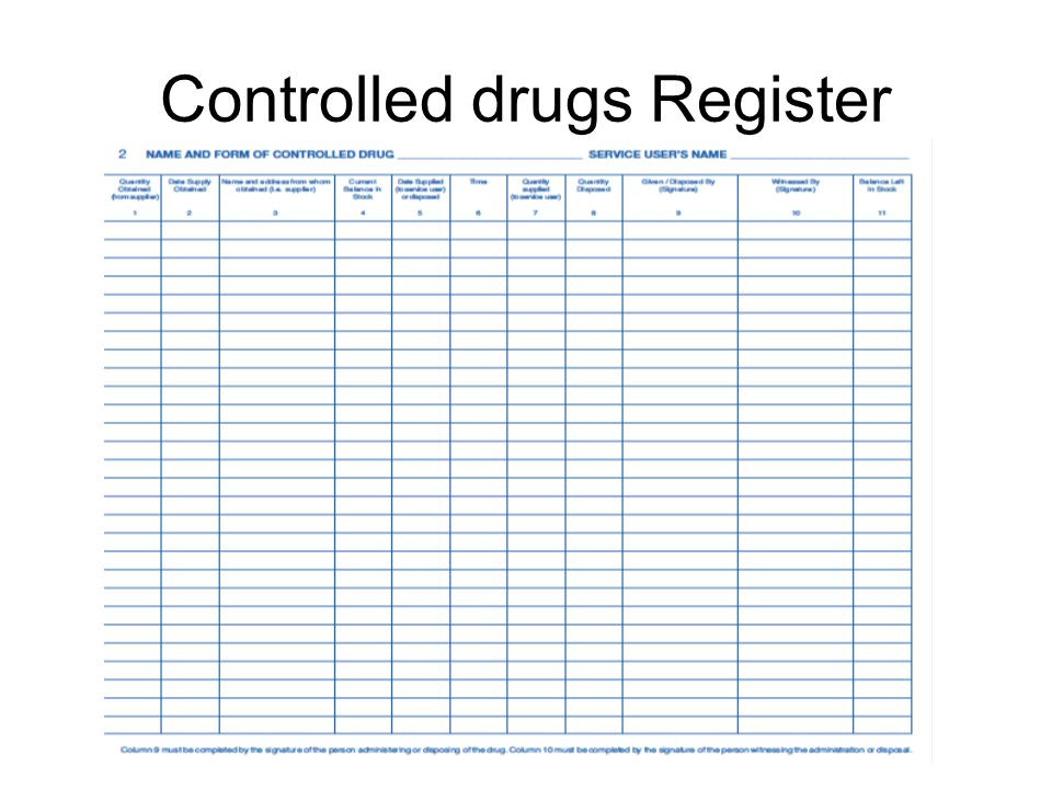 SCHEDULE 5 6 7 DRUG REGISTER
