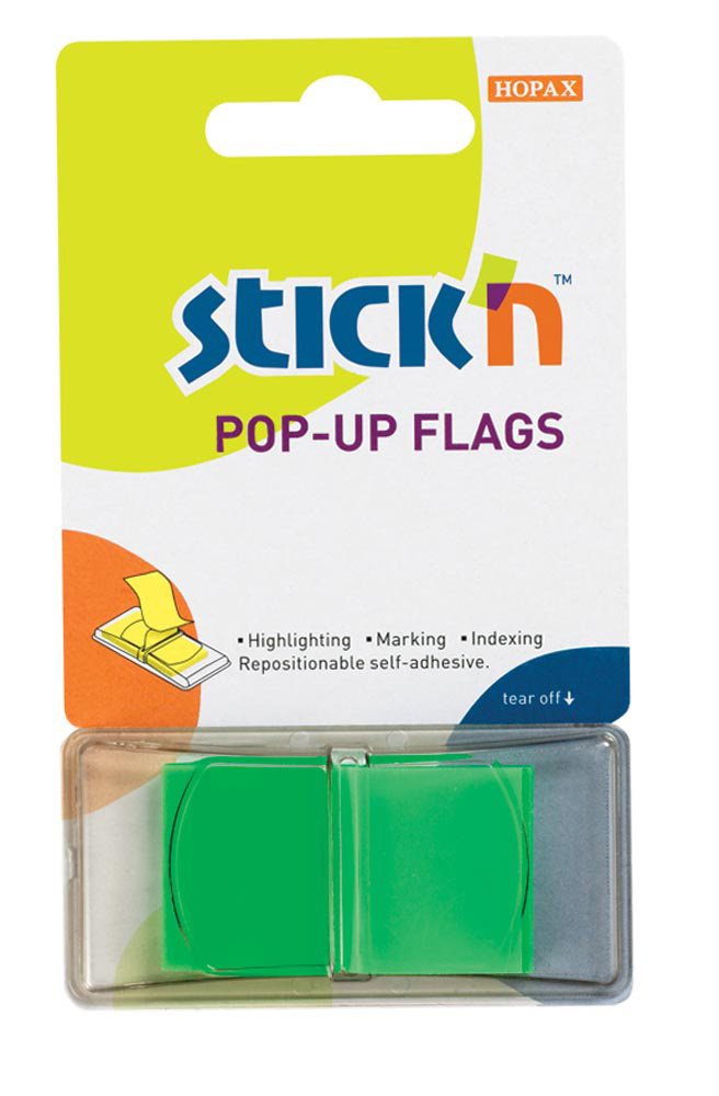 Stick 'N Pop-Up Flags Neon Lime 45mm x 25mm - Box of 12