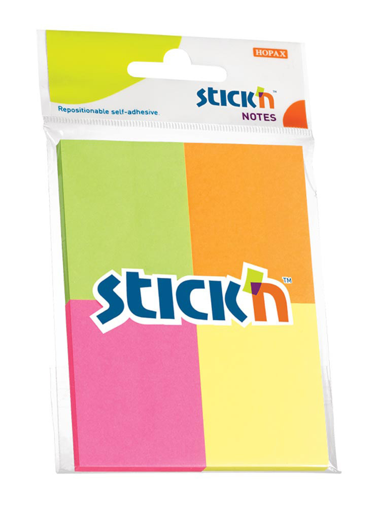 Stick 'N Sticky Note Neon Assorted Hanging Pack (4pads/pk)