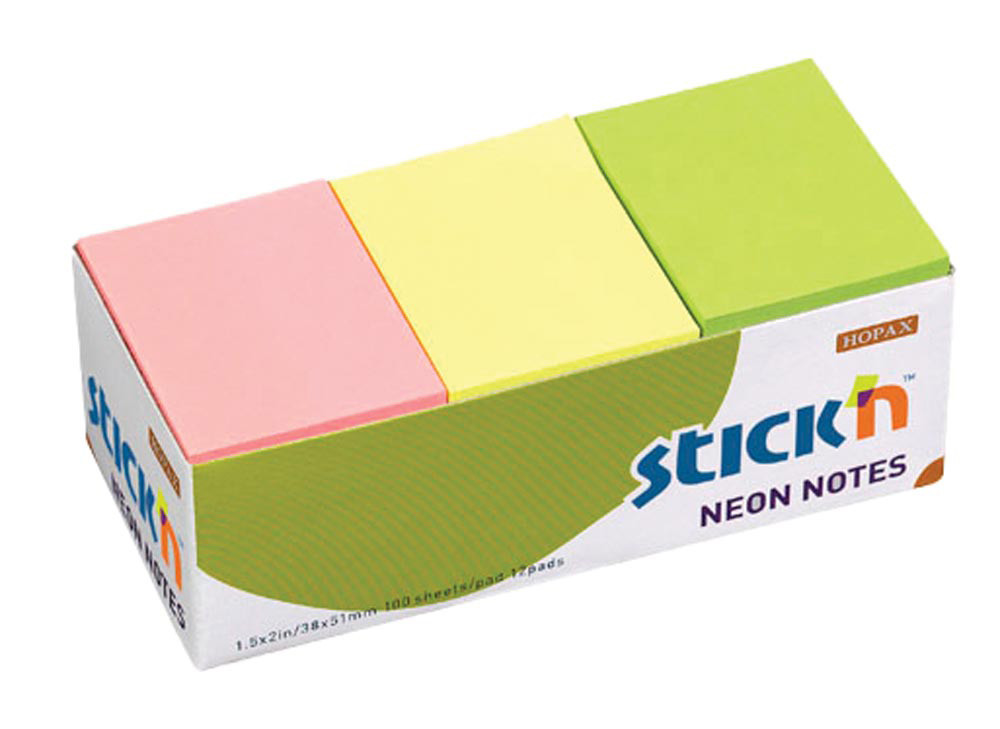 Stick 'N Assorted Neon 38 x 50 Stick 'n Note