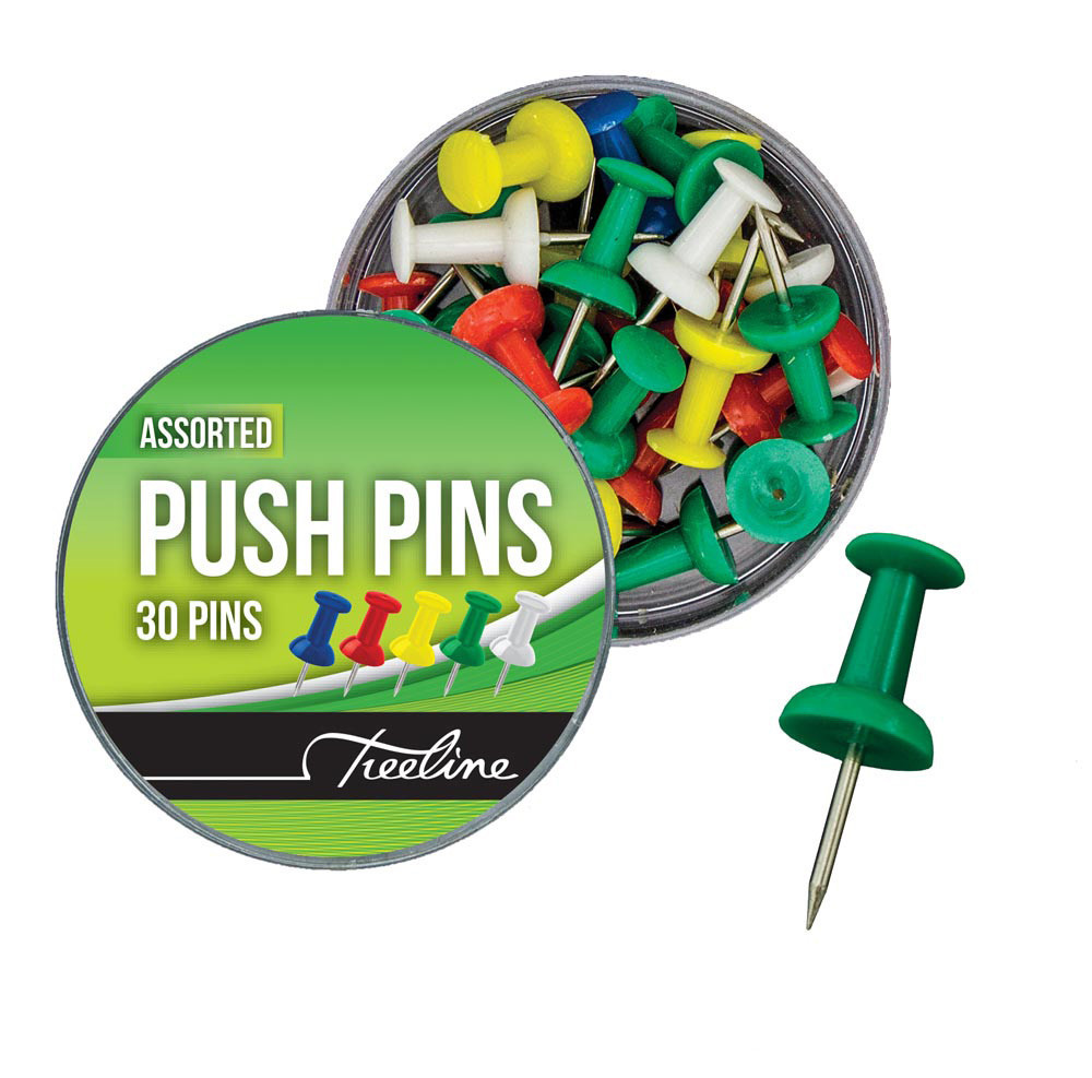 Treeline Push Pins (30's) Assorted Colours