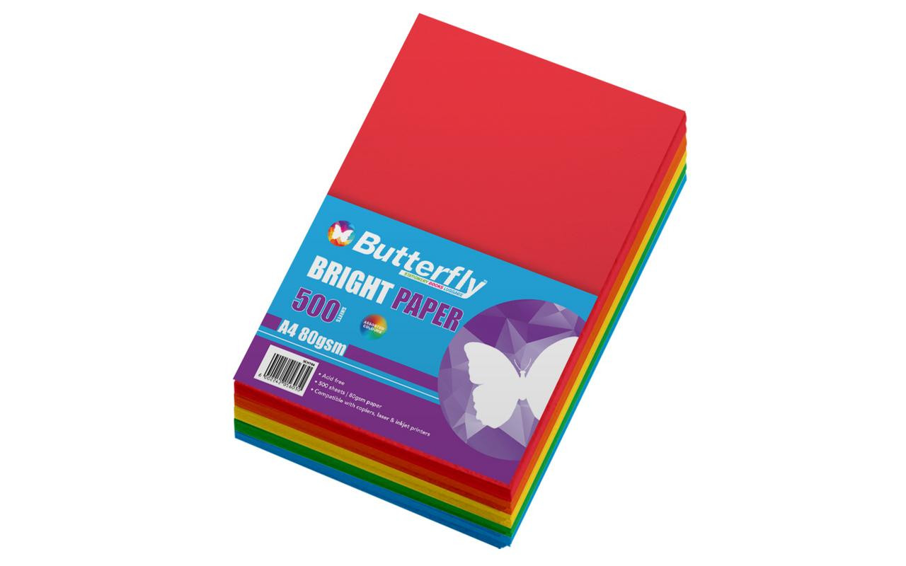 Butterfly Mixed A4 Bright Paper - Pack Of 500 Sheets