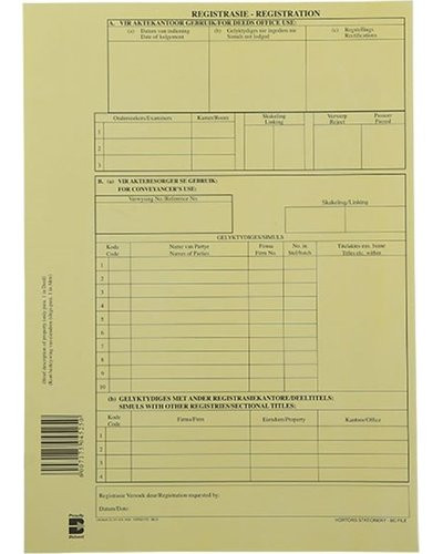 Hortors File BC Registration Cover Lodgement Pack of 100 Sheets