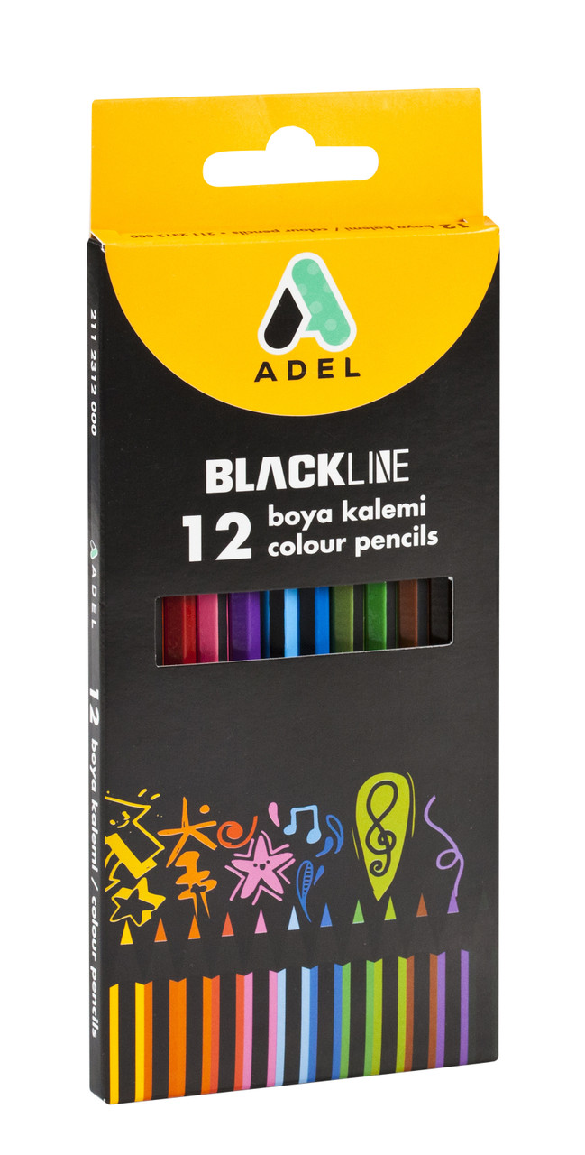 Adel - Blackline Coloured Pencils 12's - Office Gear