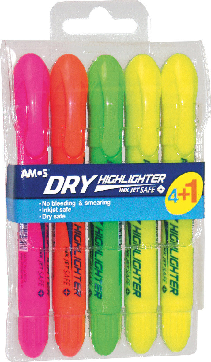 Amos Dryhighlighter Twist-Up 4 + 1 Pouch Hld5Pov1 - DAAMS5986ASS Inkjet ...