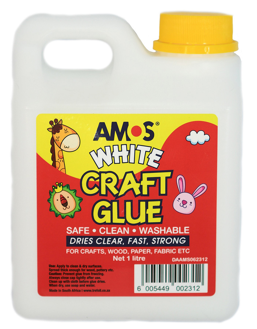 Amos Craft Glue 1L – Safe, Washable White Craft Adhesive