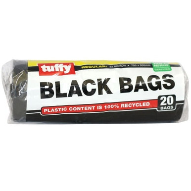 Tuffy Black Bags On A Roll 20's – Eco-Friendly 22 Micron Trash Bags