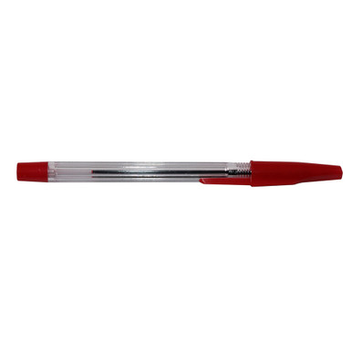 Ball Point Pen Clear Barrel Red Ink - Office Gear