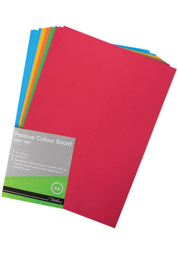 Treeline A4 160gsm Bright Board - ASST- 20 Sheets x 5 Colours
