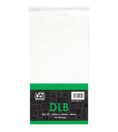 LEO DLB White Opaque Self Seal Envelopes PKT-25