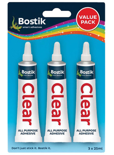 Bostik Clear Adhesive 25ml Value Pack (BLISTER-3)