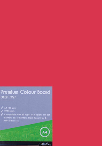 Treeline A4 160gsm Red Deep Tint Boards (Pkt-100)