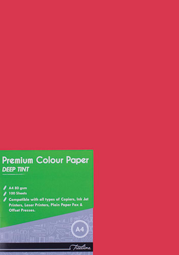 Treeline A4 80gsm Bright Paper - RED (Pkt-100)