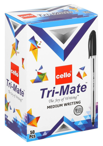 BIC Cello Trimate 50 Ballpoint Pen in Box, 1 mm Nib Size, Black
