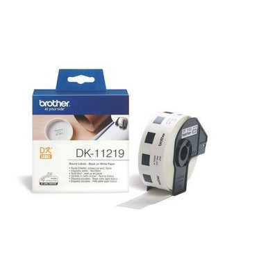 Brother DK-11219 Round Labels (12mm Diameter) Roll - Black on White ...